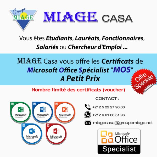 Certification Microsoft Office Specialist-MOS - MIAGE Casa - Ecole de ...